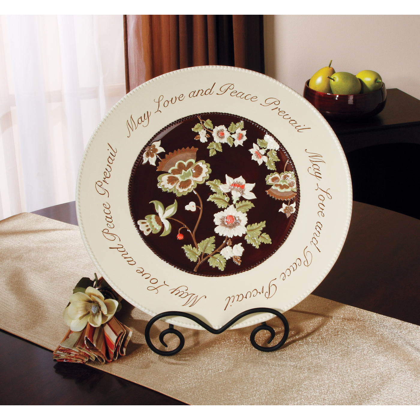 Love and Peace 15" Floral Spiritual Platter – Pavilion - Wholesale Outlet